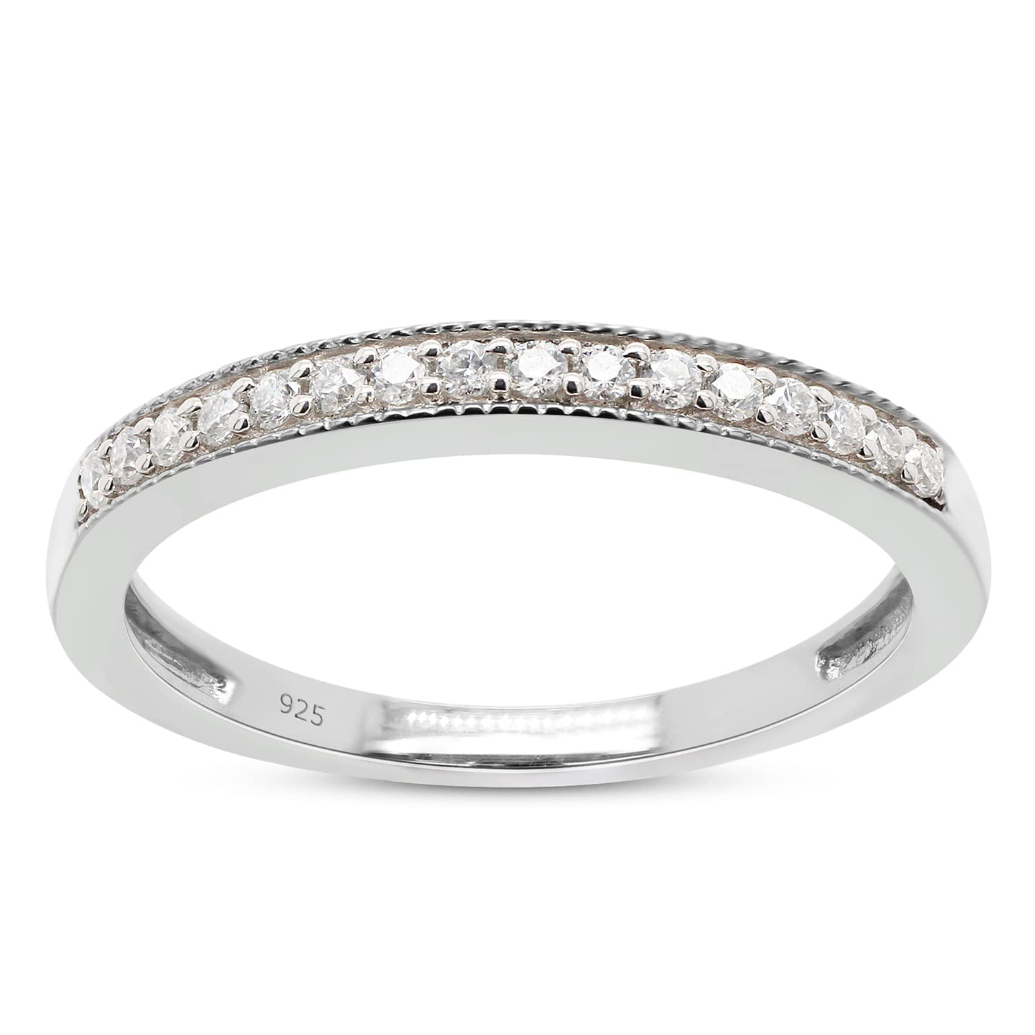 AFFY 0.12CT Round Moissanite Diamond Half Eternity Wedding Band Ring ...