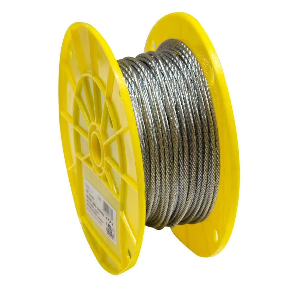 1/8 in. x 500 ft. Galvanized Aircraft Cable 7x7 Construction Reeled ...