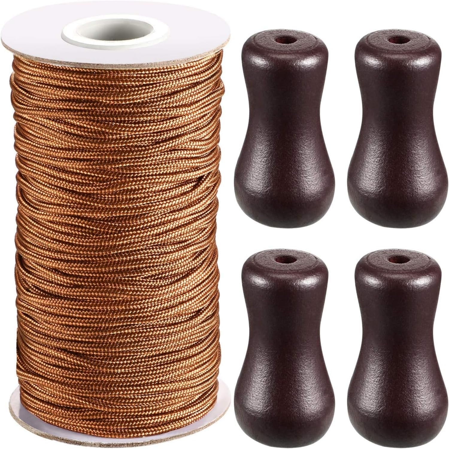 BlinkLLX 1.8mm White Braided Lift Shade Cord 55 Yards with 4 Pcs Wood ...