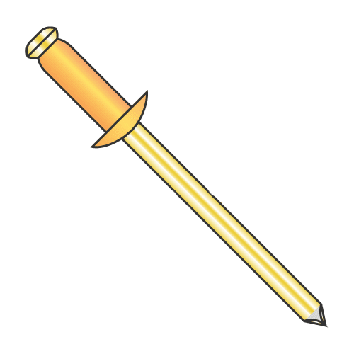 1/8" x .18"-.25" (#44) Standard Blind Rivets / Copper Body / Brass ...