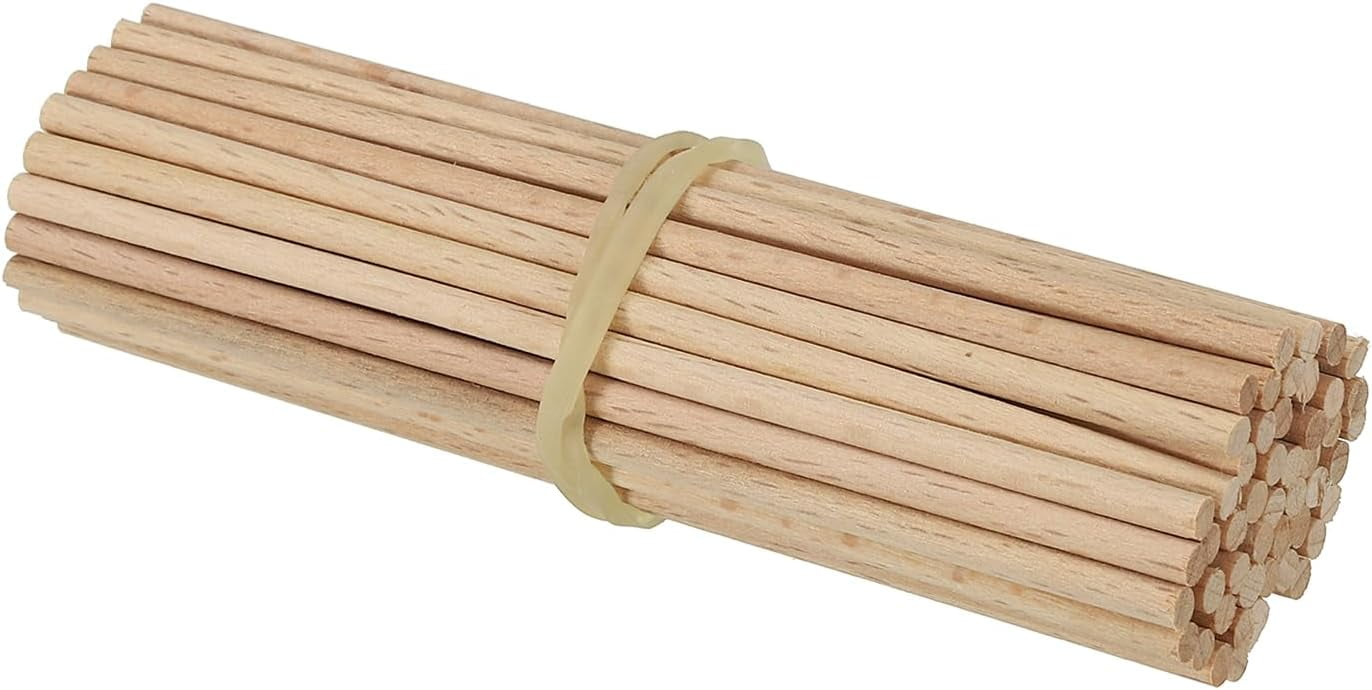 1/8 x 4 Inch Dowel Rods Wood Sticks, 50 Pcs Unfinished Wooden Dowel ...