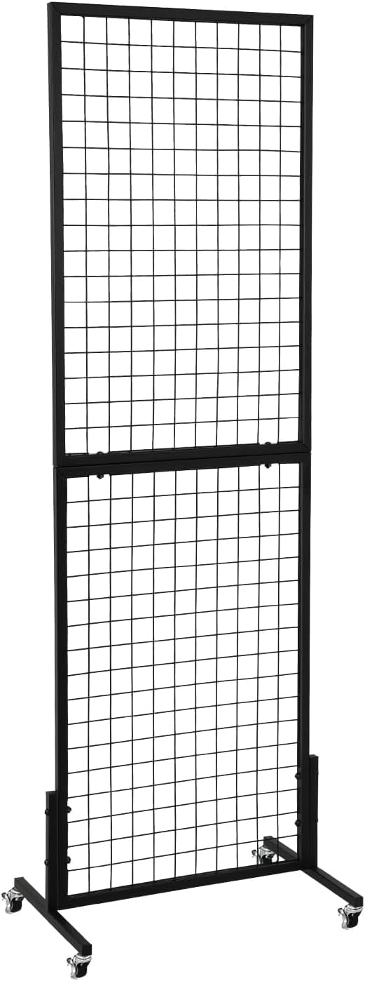 1.8' x 5.7' Grid Wall Panels Standing Wire Grid, Display Rack with T ...
