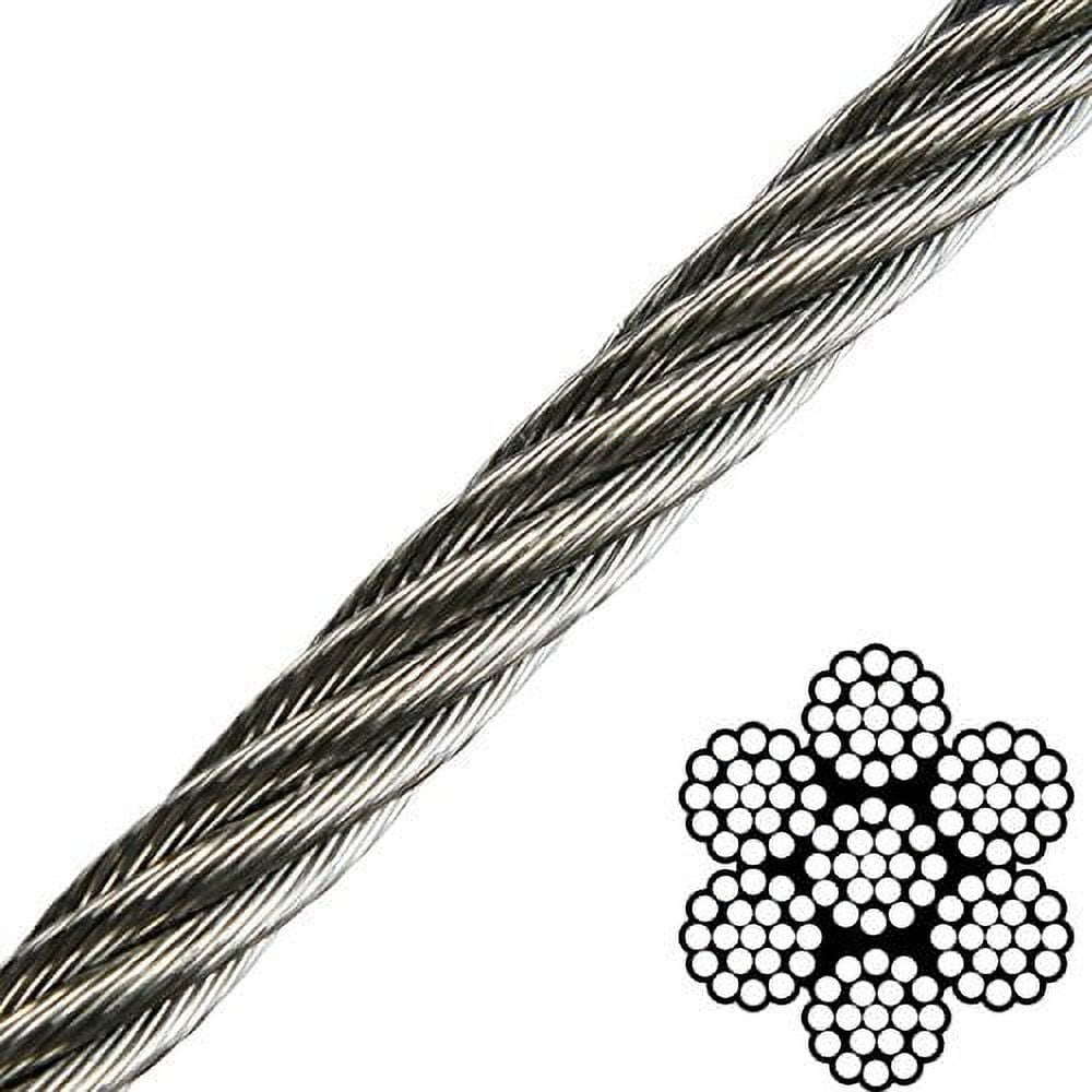 1/8" x 50' 7x19 316 Stainless Steel Aircraft Cable - Walmart.com