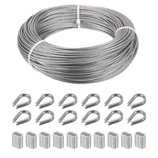 1/8"x200ft Wire Rope Cable Stainless Steel Wire Rope 7x7 Wire with 50 ...