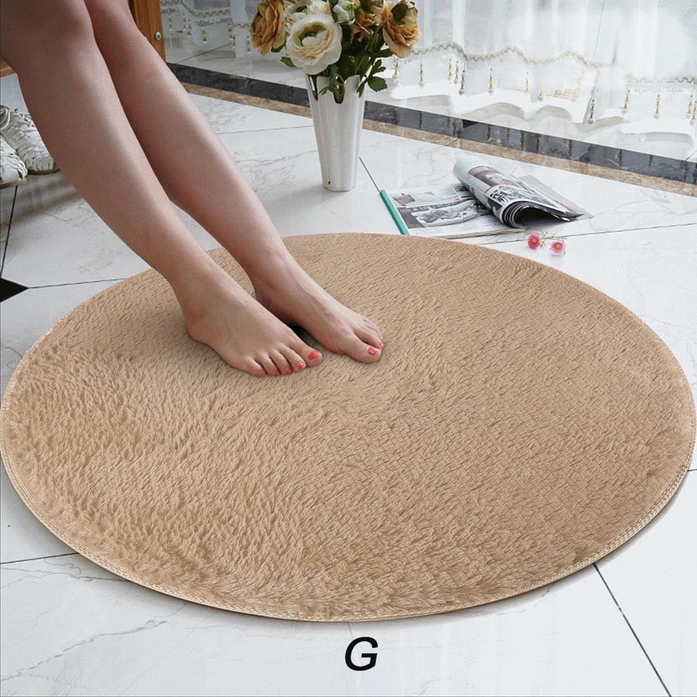 1*80*80Cm Round Silk Wool Carpet Coral Fleece Carpet Bathroom Bedroom ...