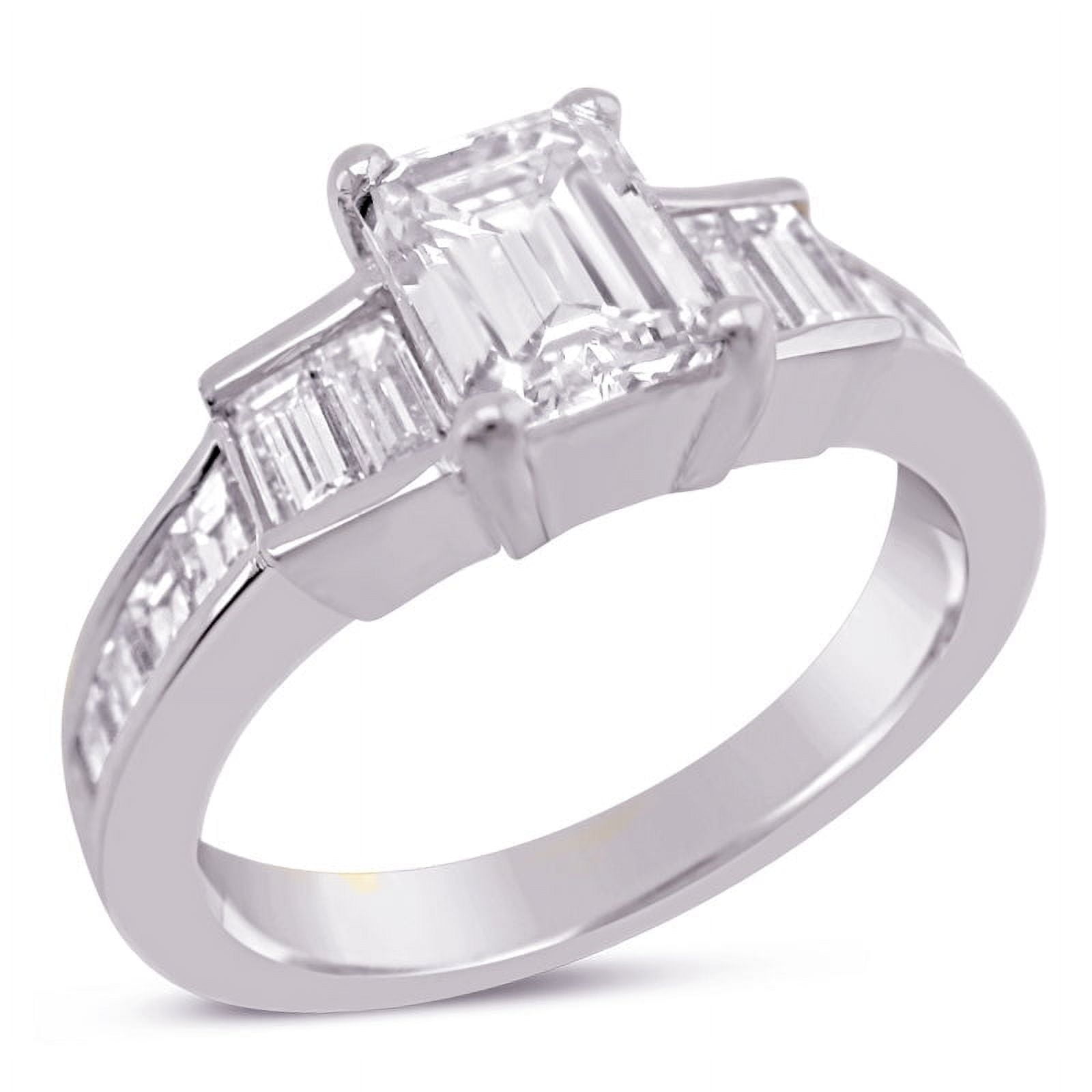 1.80ct Emerald Cut Channel Set Three Stone Modern Diamond Engagement ...