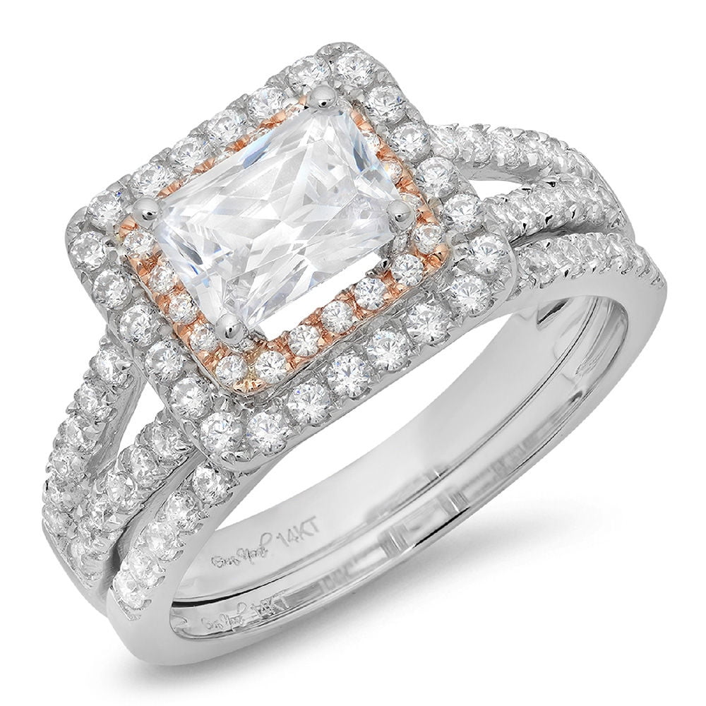 1.81 ct Emerald Cut Genuine Cultured Diamond SI1-SI2 J-K 14K White Rose ...