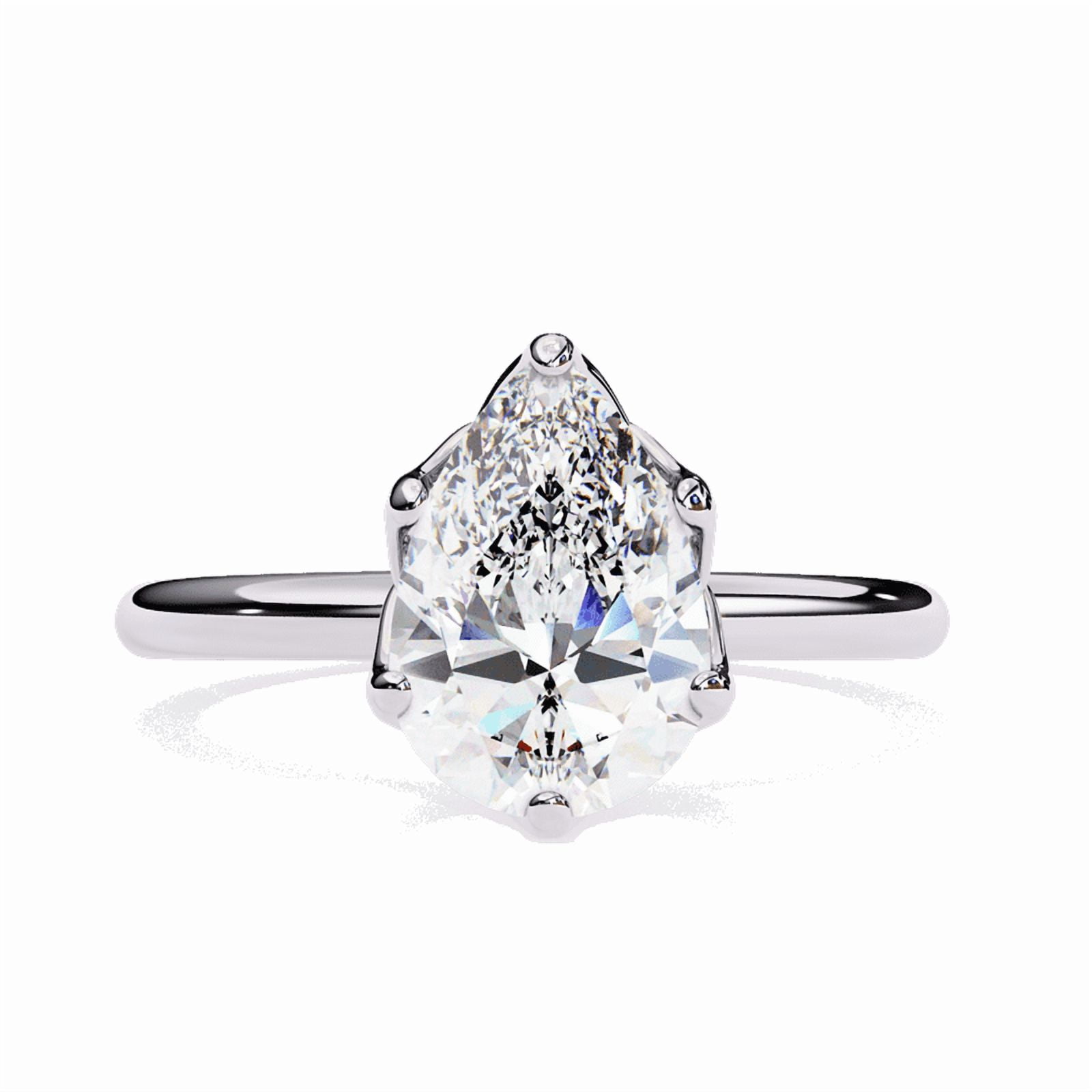 1.81CT Pear Cut Lab Grown Diamond Solitaire Engagement Ring,Side Round ...