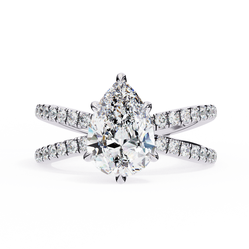 1.81CT Pear Shape Lab Created Diamond Six Prongs Wedding Ring, Split ...