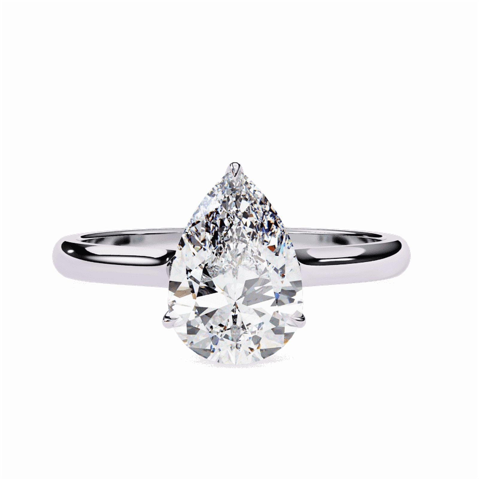 1.81CT Pear Shape Lab Grown Diamond Ring, Hidden Halo Wedding Ring, 14k White Gold Engagement ...