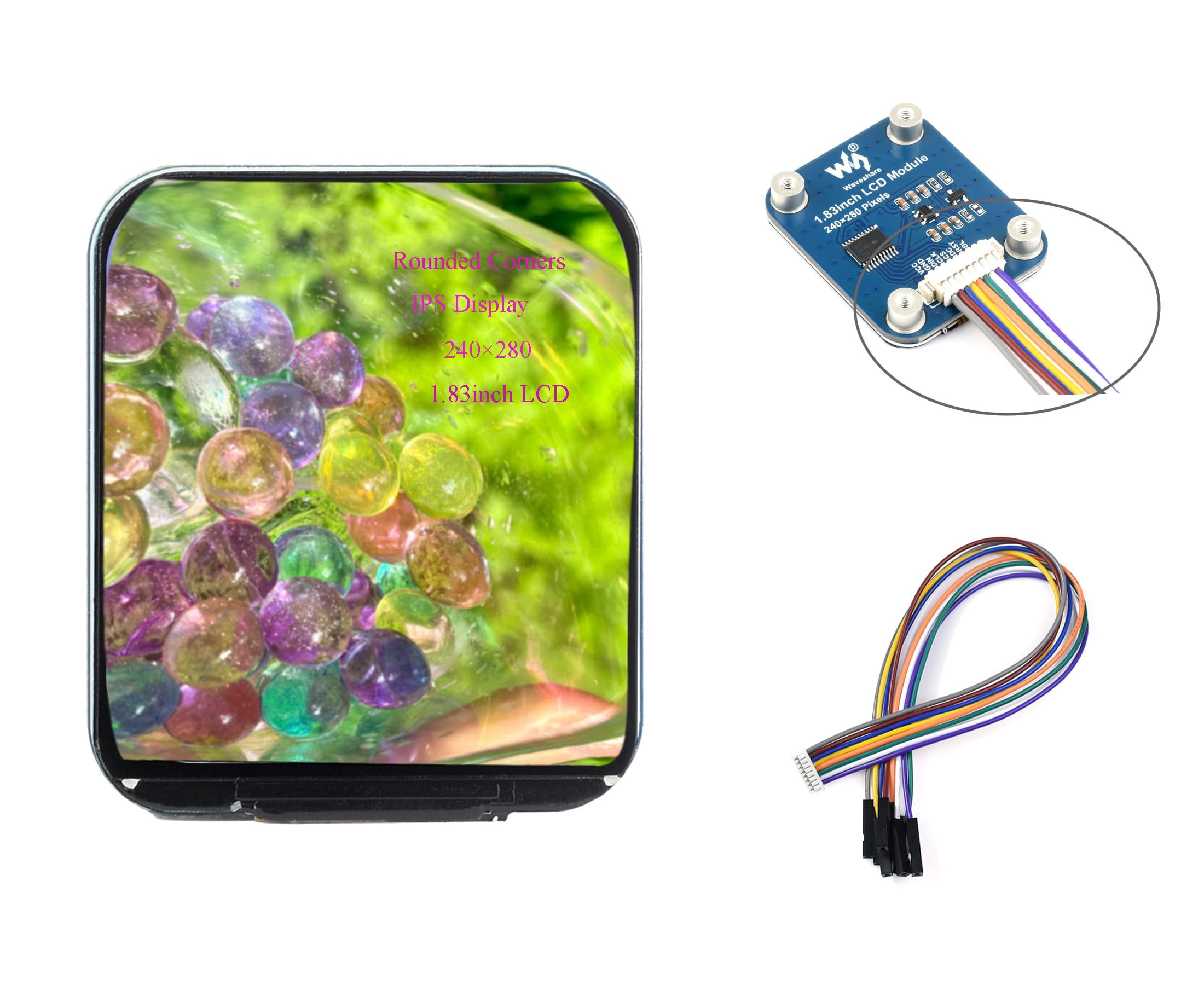 1.83inch LCD Display Module RRF12 Rounded Corners IPS LCD 240 x280 Resolution, 65K Display ...