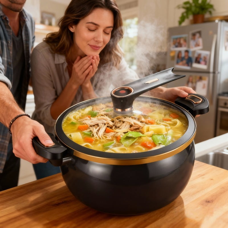 1.85 Gal Non-Stick Soup Pot | Twist Lock Handle | Gas & Induction ...