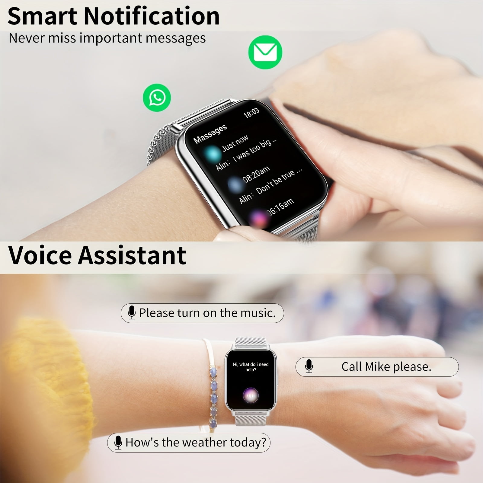 1.85” Smart Compatible for Android/iPhone with Wireless Calling ...