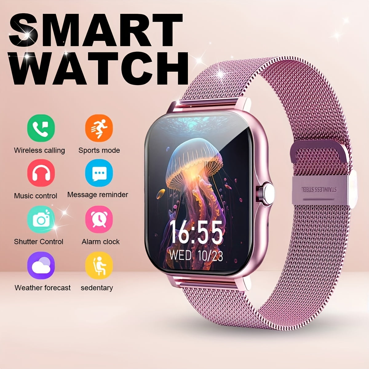 1.86 Inch TFT Full Touch Screen Smart Watch - Stainless Steel/Alloy Body, Wireless Call, Message ...