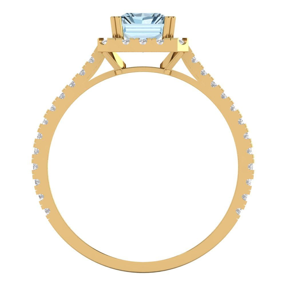 1.86 ct Emerald Cut Natural Sky Blue Topaz Solitaire with Accents ...
