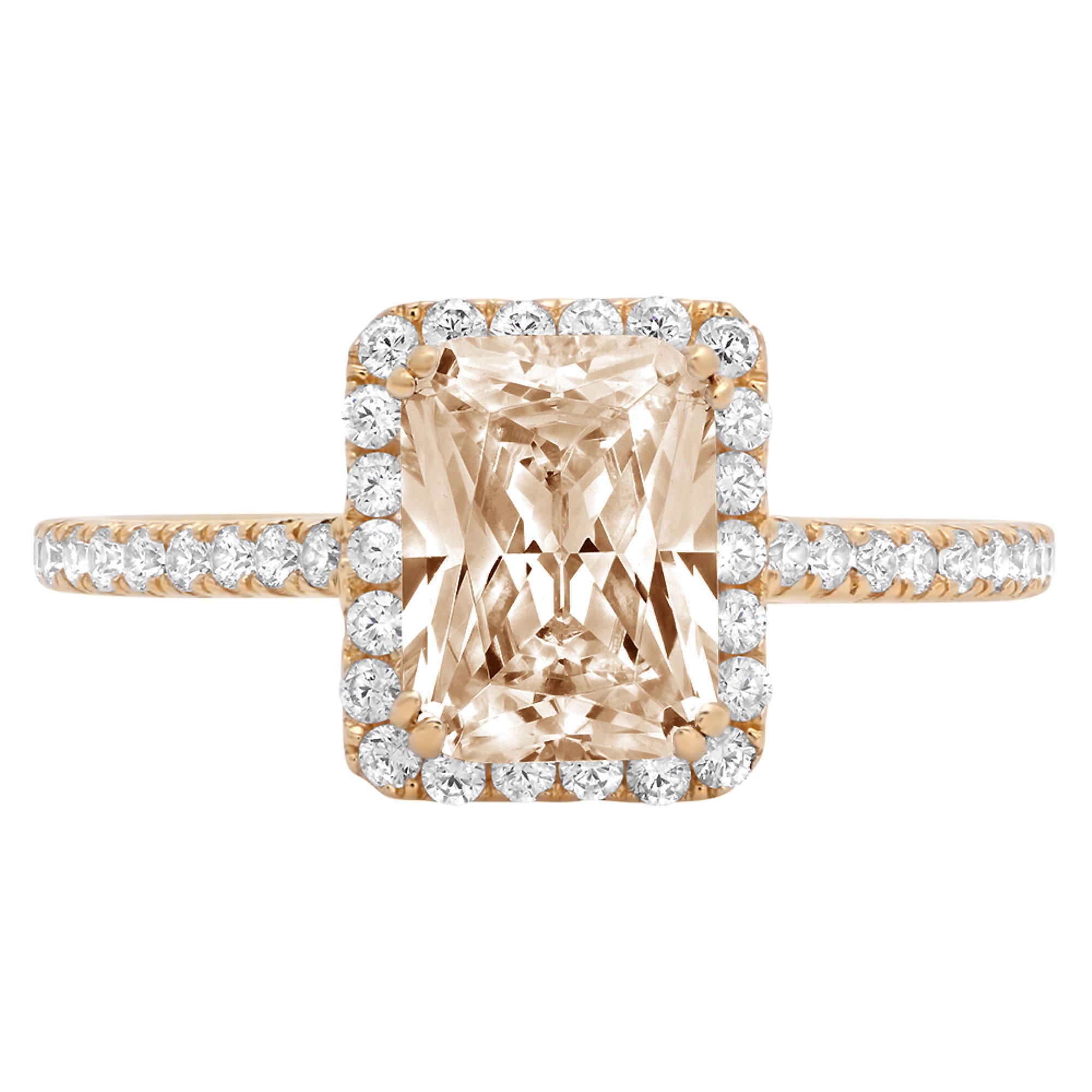 1.86 ct Emerald Cut Simulated Champagne Diamond Solitaire with ...