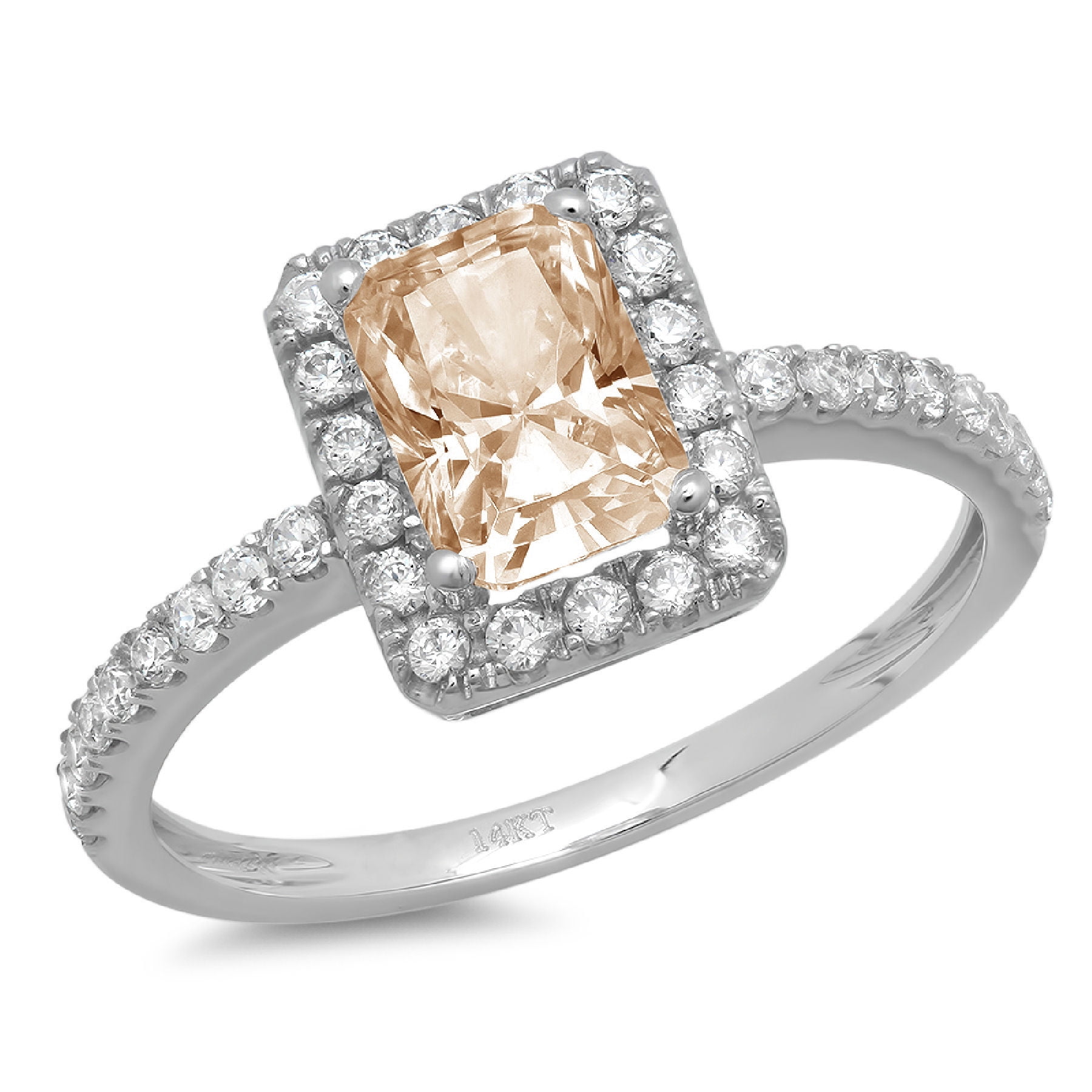 1.86 ct Emerald Cut Simulated Champagne Diamond with Simulated Diamond ...