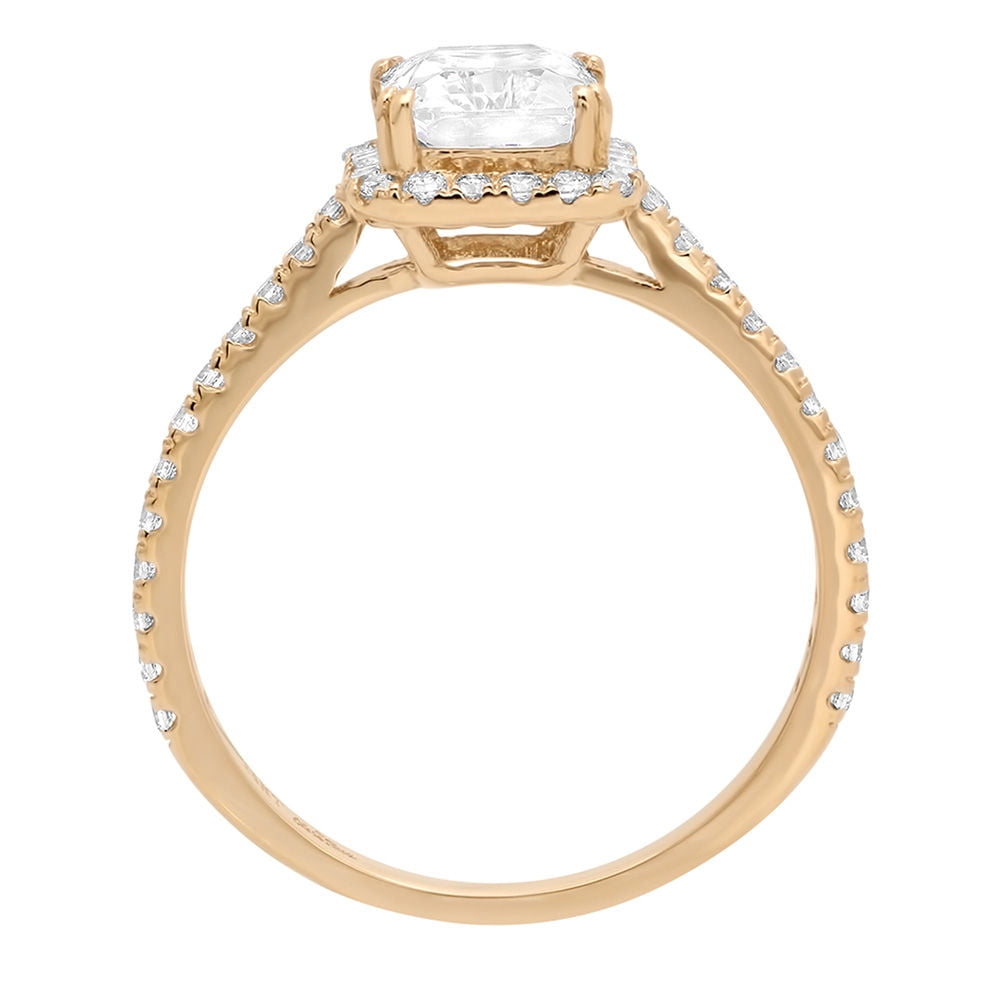 1.86 ct Emerald Cut Simulated Diamond Solitaire with Accents Engagement ...