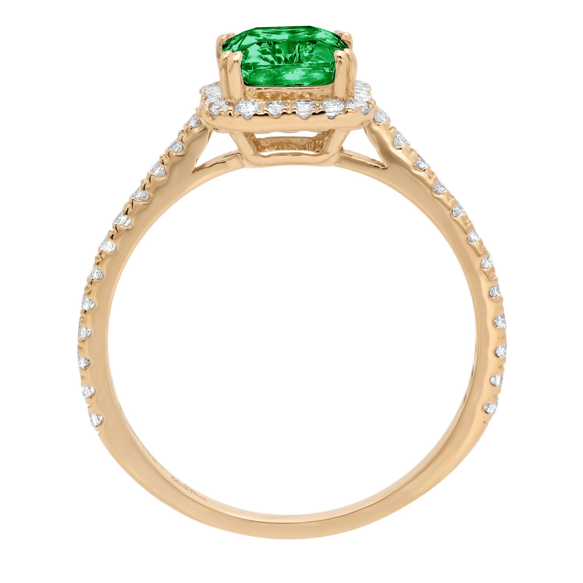 1.86 ct Emerald Cut Simulated Emerald Solitaire with Accents Engagement ...