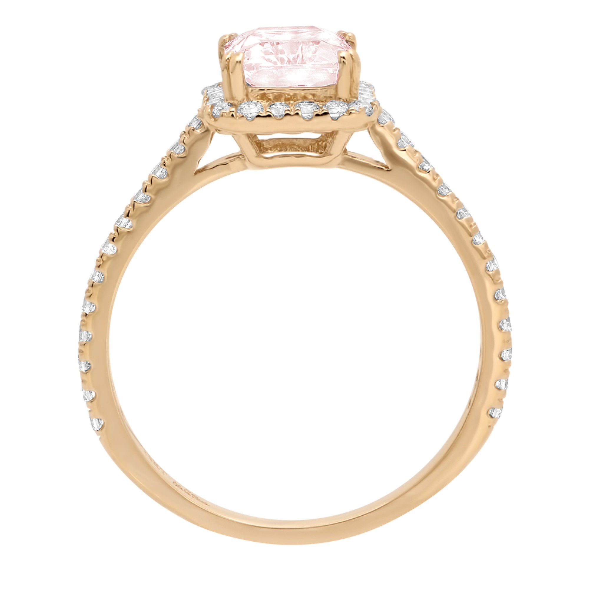 1.86 ct Emerald Cut Simulated Pink Diamond Solitaire with Accents ...