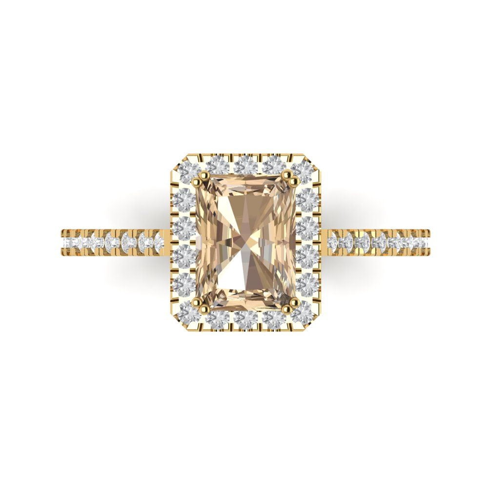 1.86 ct Emerald Cut Yellow Moissanite Solitaire with Simulated Diamond ...