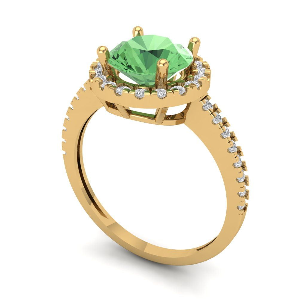 1.86ct Emerald Cut Precious Gemstone Green Emerald Real 18k Yellow Gold ...