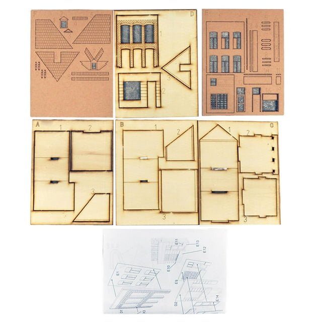 1/87 Building Model House DIY Wooden House Assemble Unassembly Handmade ...