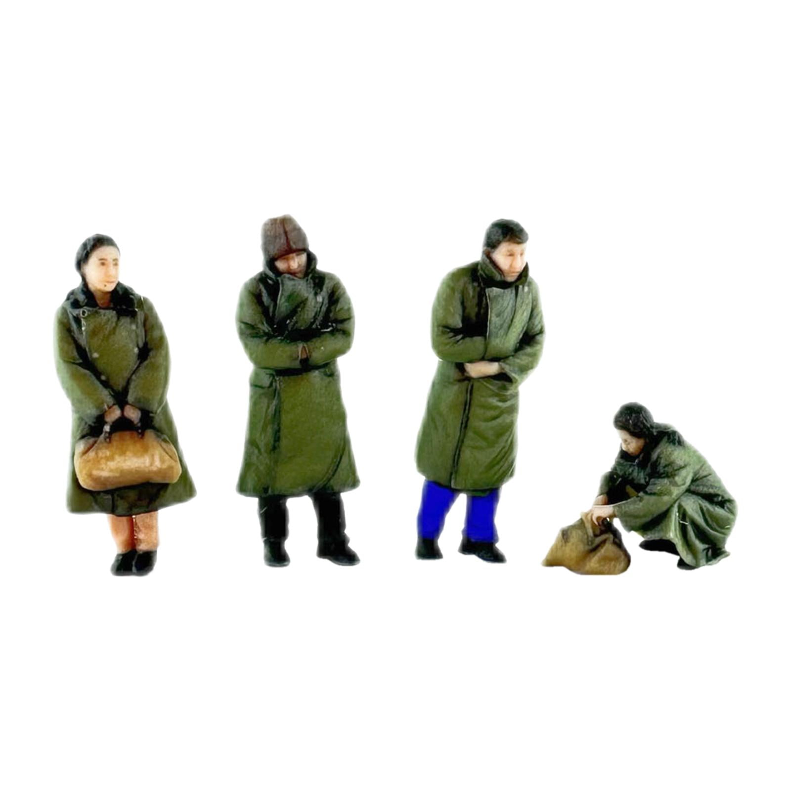 1/87 Resin Model Figure wearing Green Coat ,Scene Props Doll Figures ...