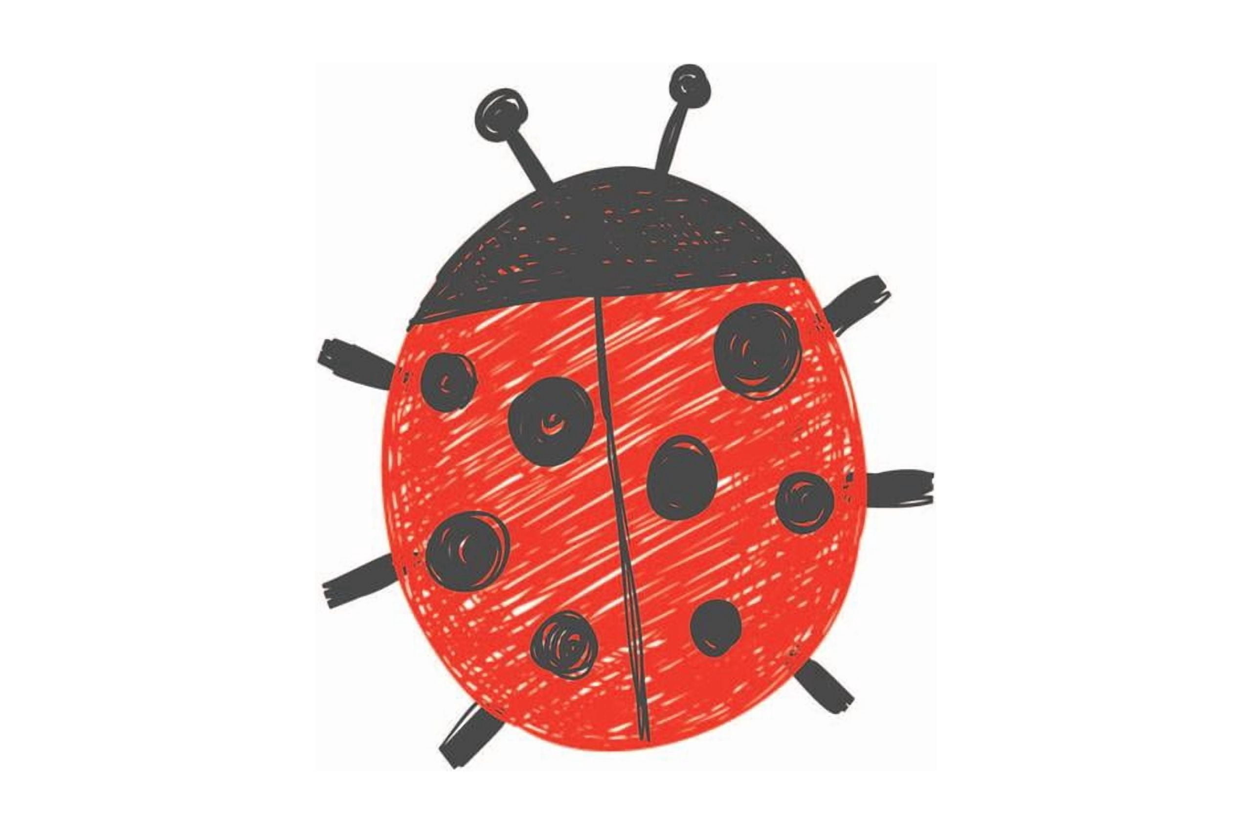 1.875" Round Pre-Cut Crayon Drawn Red & Black Lady Bug Birthday Edible ...