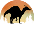 1.875" Round Pre-Cut Silhouette Of A Parasaurolophus In The Sunset ...