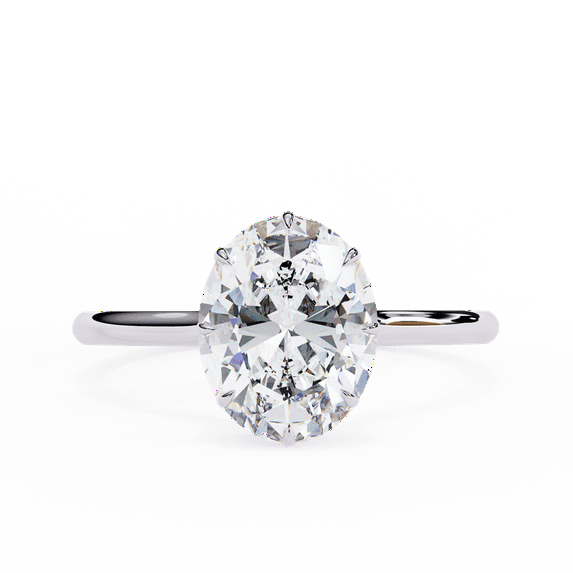 1.89 CT Oval Cut Lab Diamond Engagement Ring, Hidden Halo Wedding Ring, Single Stone Diamond ...