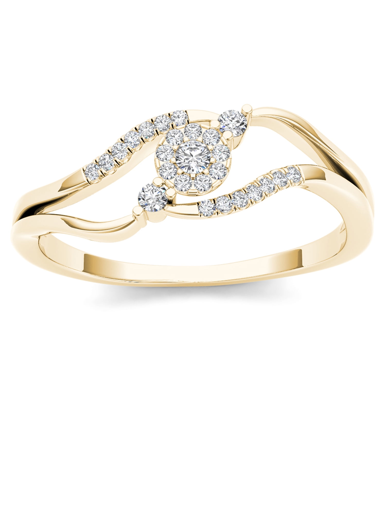 1/8Ct TDW Diamond 10K Yellow Gold Cluster Split Shank Ring - Walmart.com
