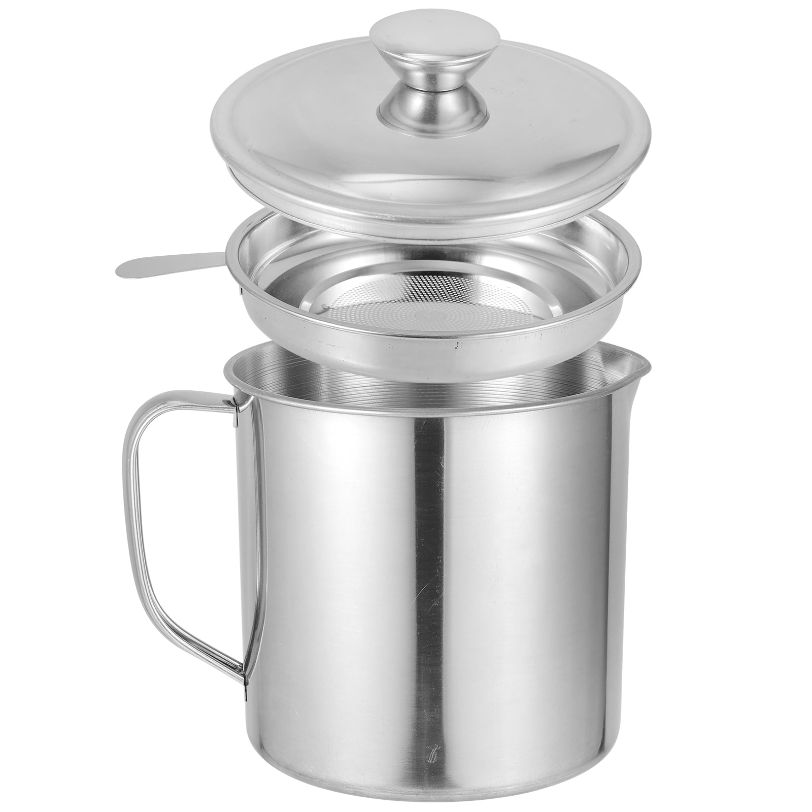 1.8L Cooking Grease Container with Strainer Stainless Steel Oil Storage ...