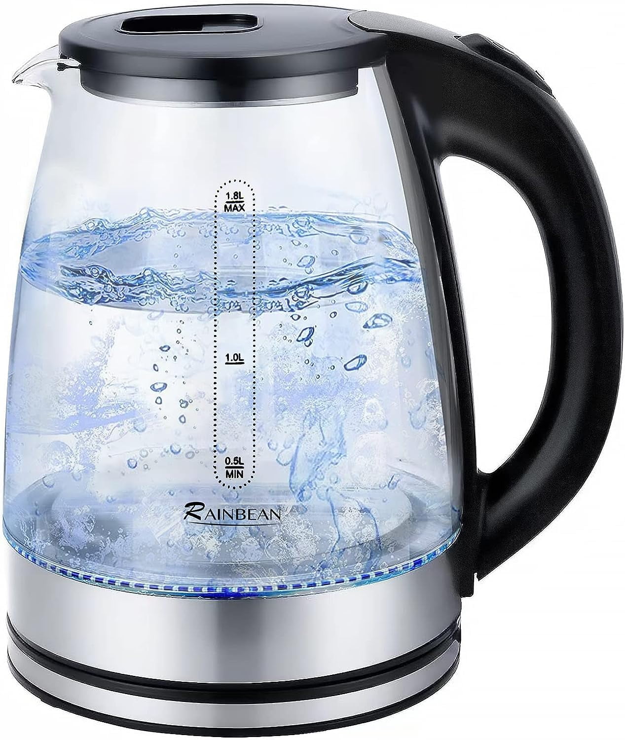 1.8L Glass Electric Kettle, Wide Opening & LED Indicator, Auto Shut-Off ...