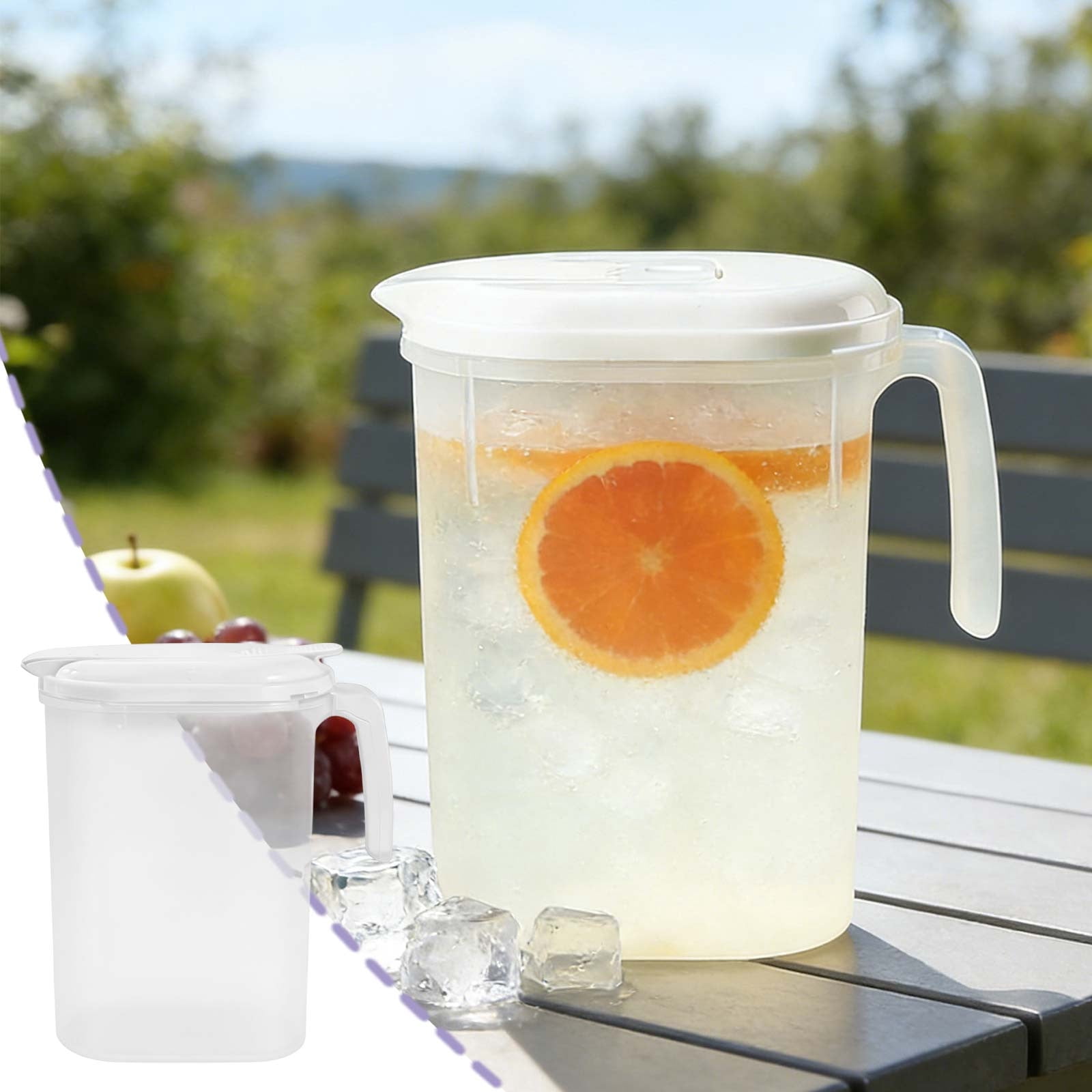 1.8L Refrigerator Water Pitcher with Lid and Tea Strainer, Plastic ...