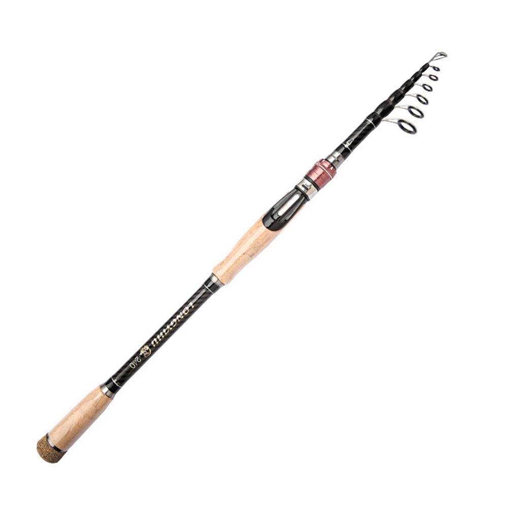 1.8M-2.7M Carbon Fiber Telescopic Spinner Fishing Rod Short Section Sea Pole Straight Handle 2.4 ...