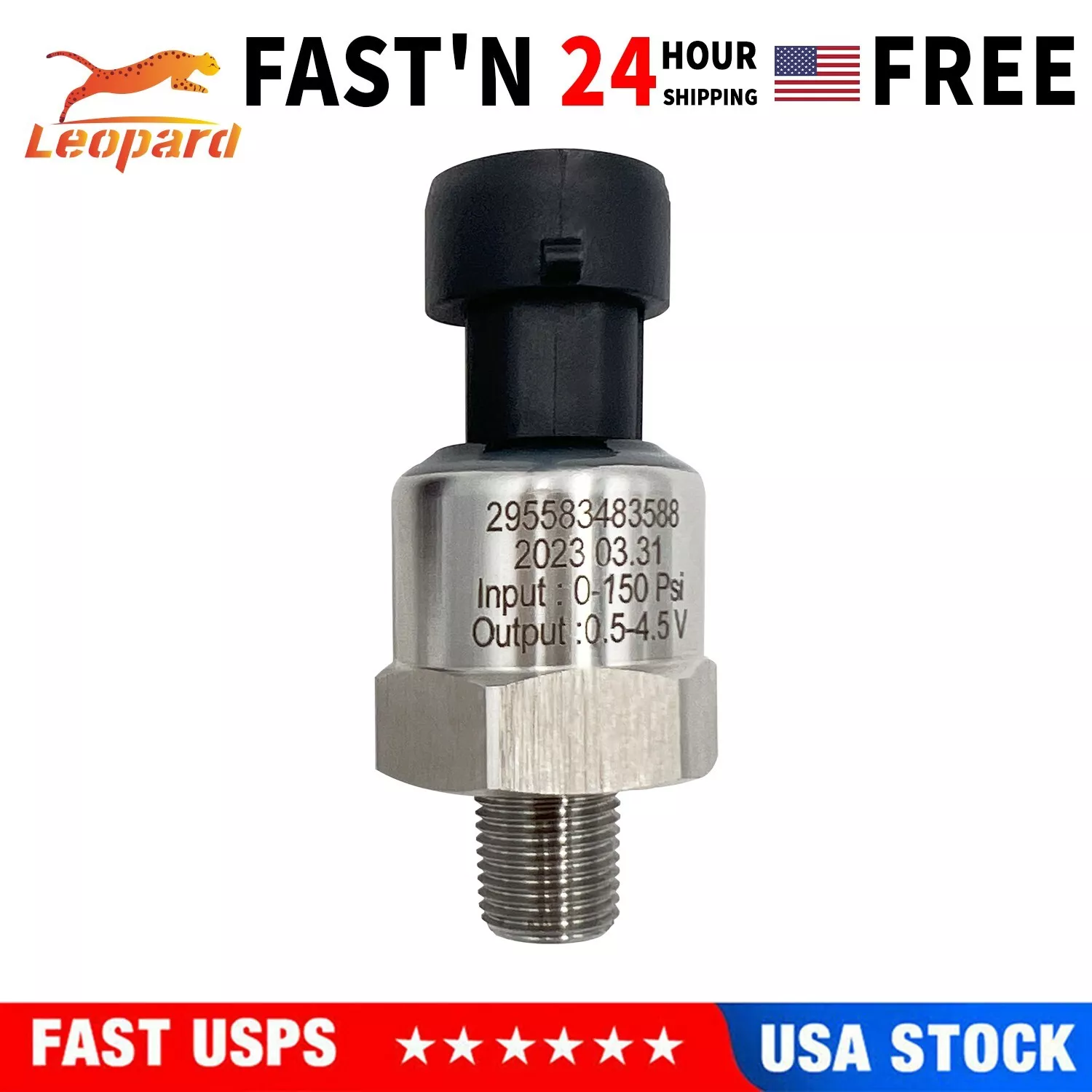 1/8Npt Stainless Pressure Transducer Sender Sensor For Oil Air Fuel Gas ...