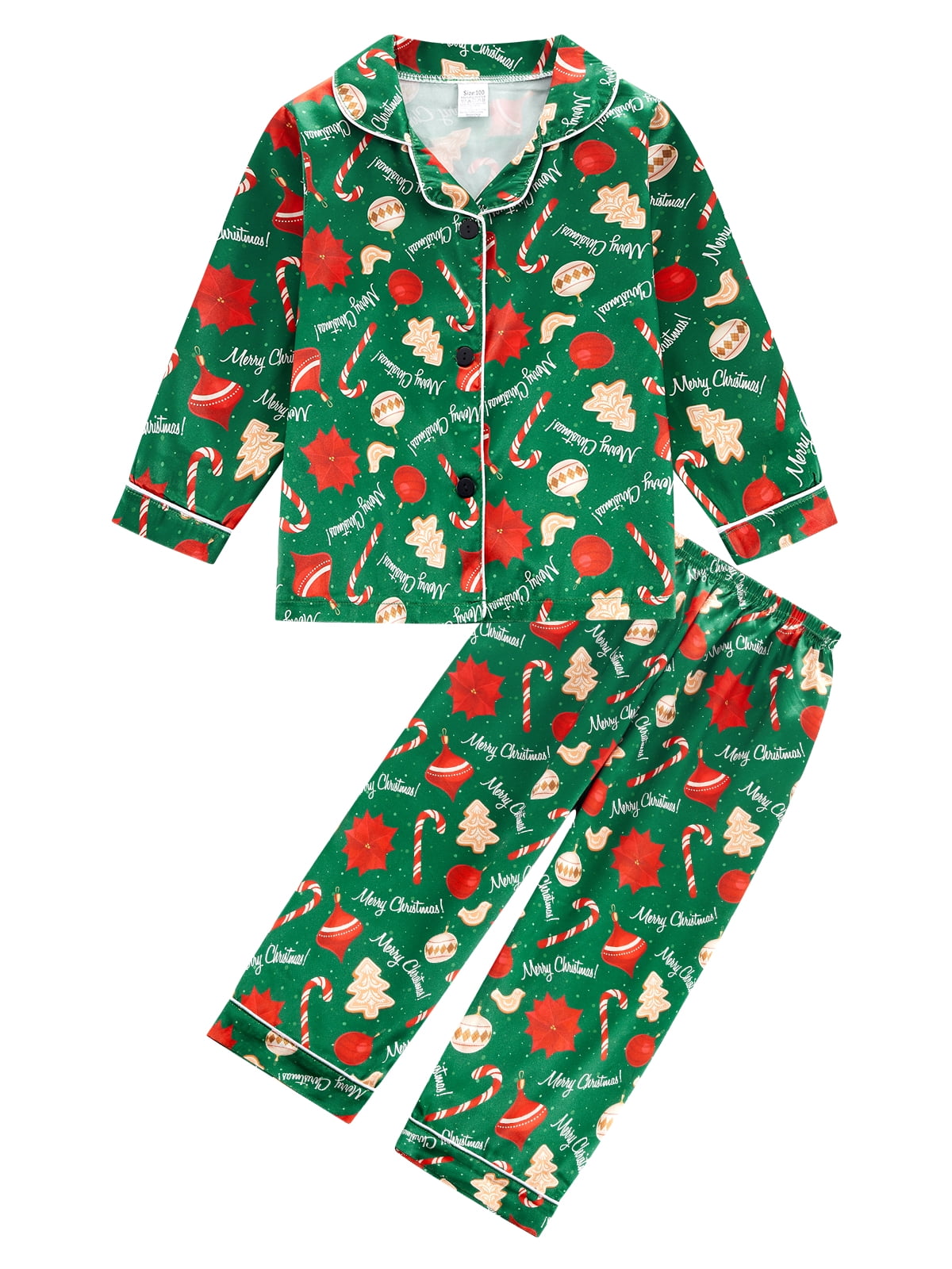 1-8Y Toddler Boys Girls Satin Silk Long Sleeve Christmas Pajamas Set ...