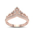1/8ct TDW Diamond 10K Rose Gold Crown Fashion Ring - Walmart.com