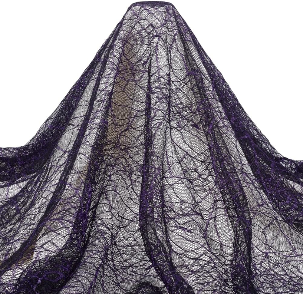 1.8m/2 Yrad Spiders Web Mesh Tulle Fabric Black Nylon Purple Lace Web ...