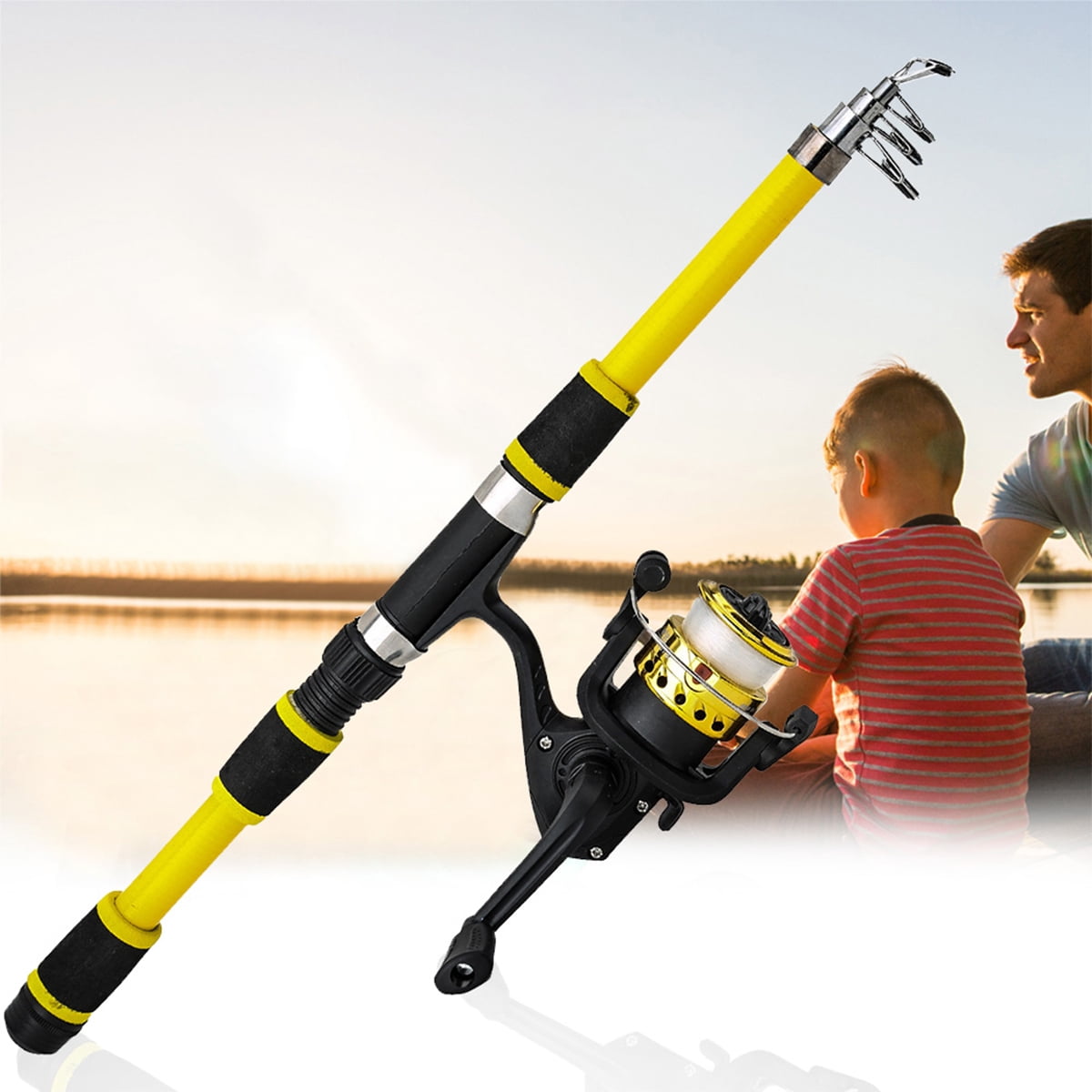 1.8m/5.9ft Yellow Telescopic Roadrunner Universal Popular Fishing Rod ...