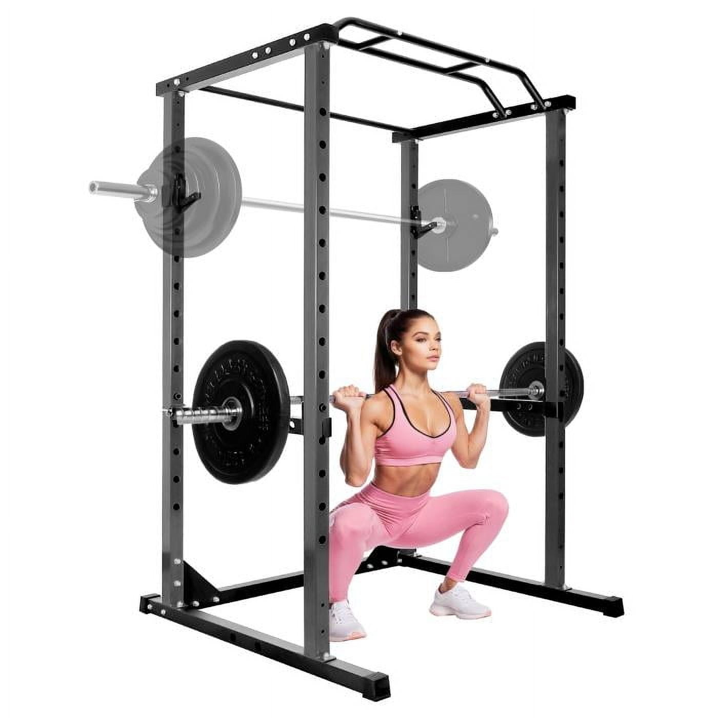 1.8mm Heavy-Duty Steel Power Cage with 1200lbs Capacity - 14-Adjustable Squat Rack for Bench ...