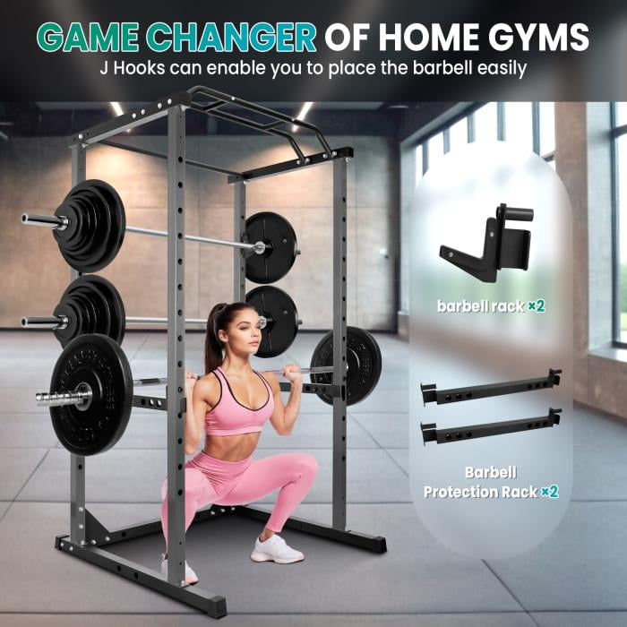 1.8mm Industrial-Grade Power Rack - 1200lbs Squat Rack with 14 ...