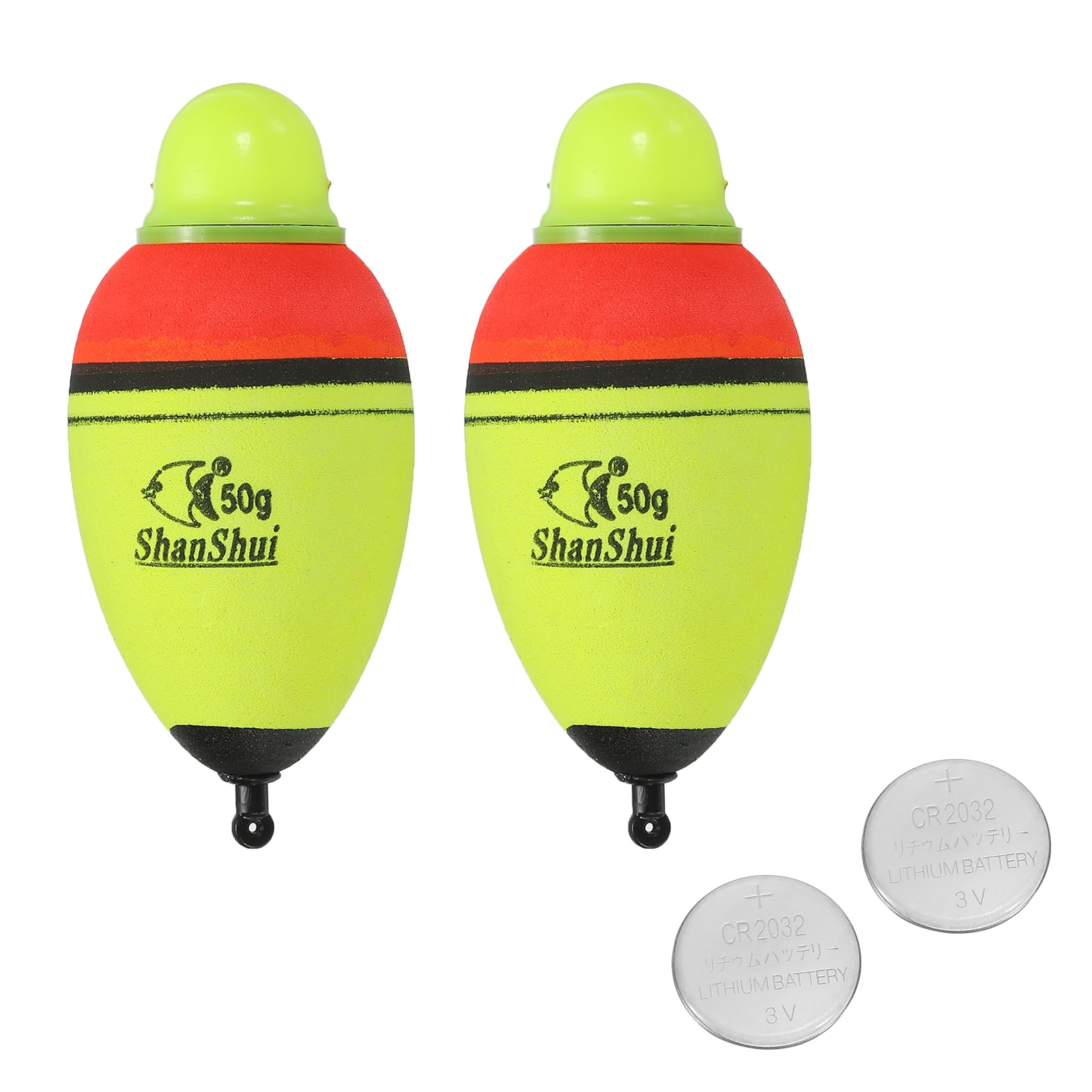 1.8oz Lighted Fishing Slip Bobbers EVA Green Red LED Light Up Fishing ...