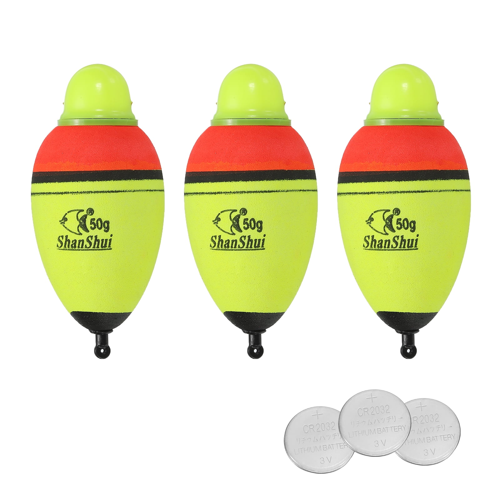 1.8oz Lighted Fishing Slip Bobbers EVA Green Red LED Light Up Fishing ...