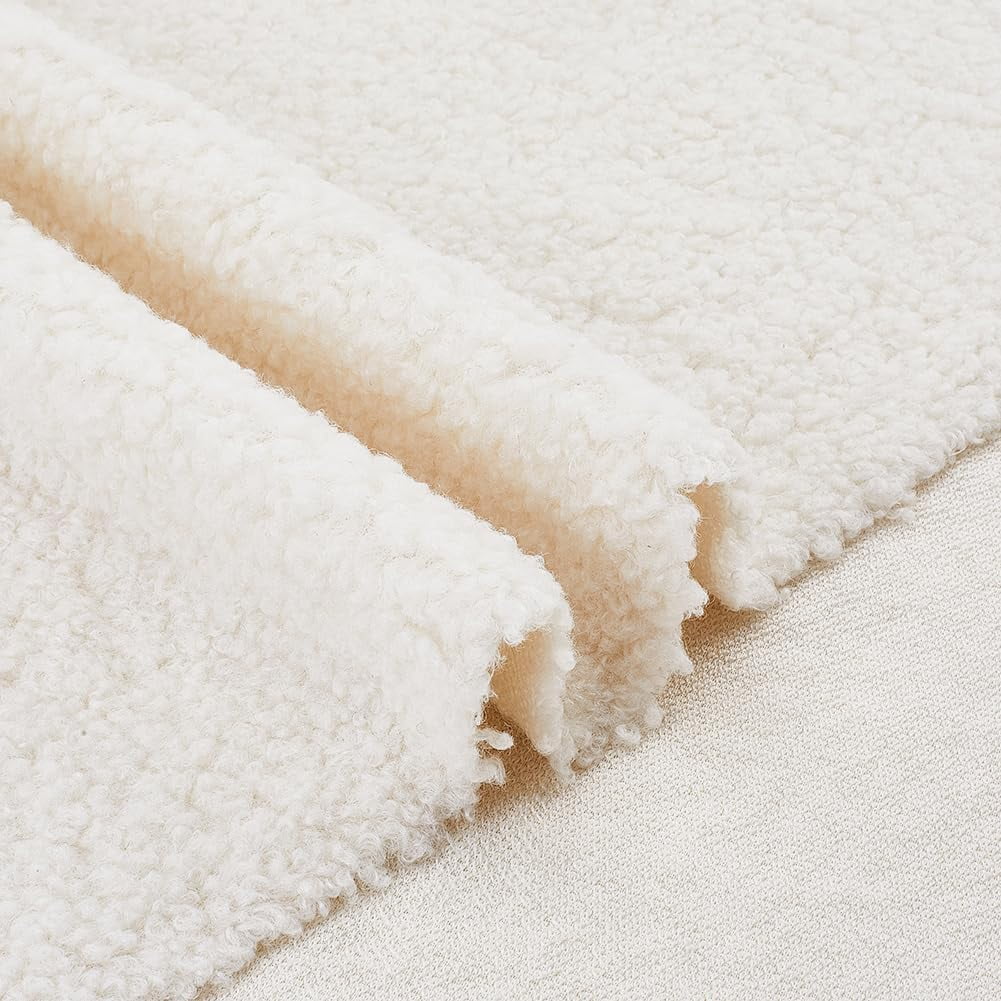 1.8x1 Yard White Solid Sherpa Plush Fleece Fabric Lambs Wool Fabrics ...