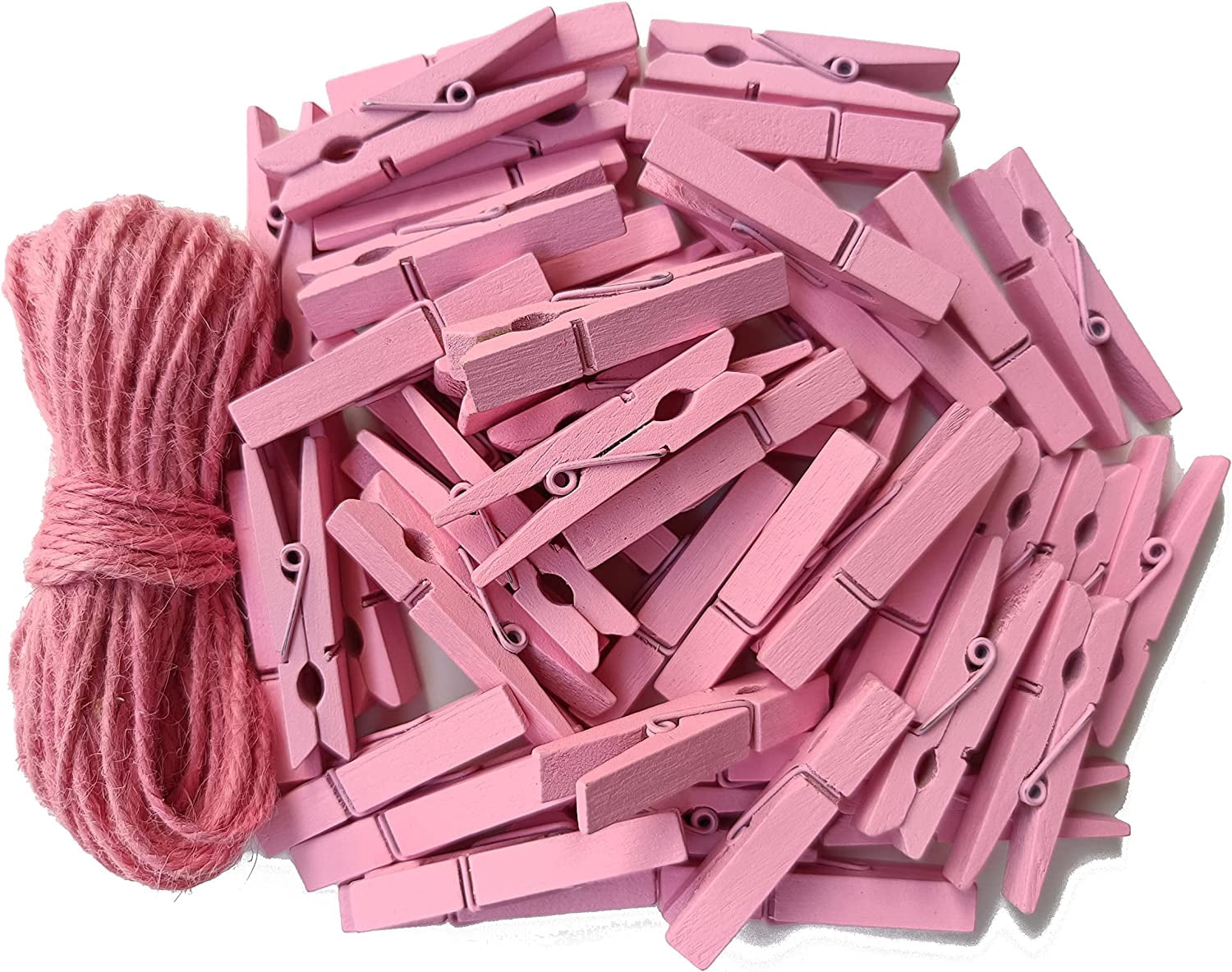 1.9" Pink Wooden Clothes Pins DIY Photo Garland Baby Shower Bag Clips ...