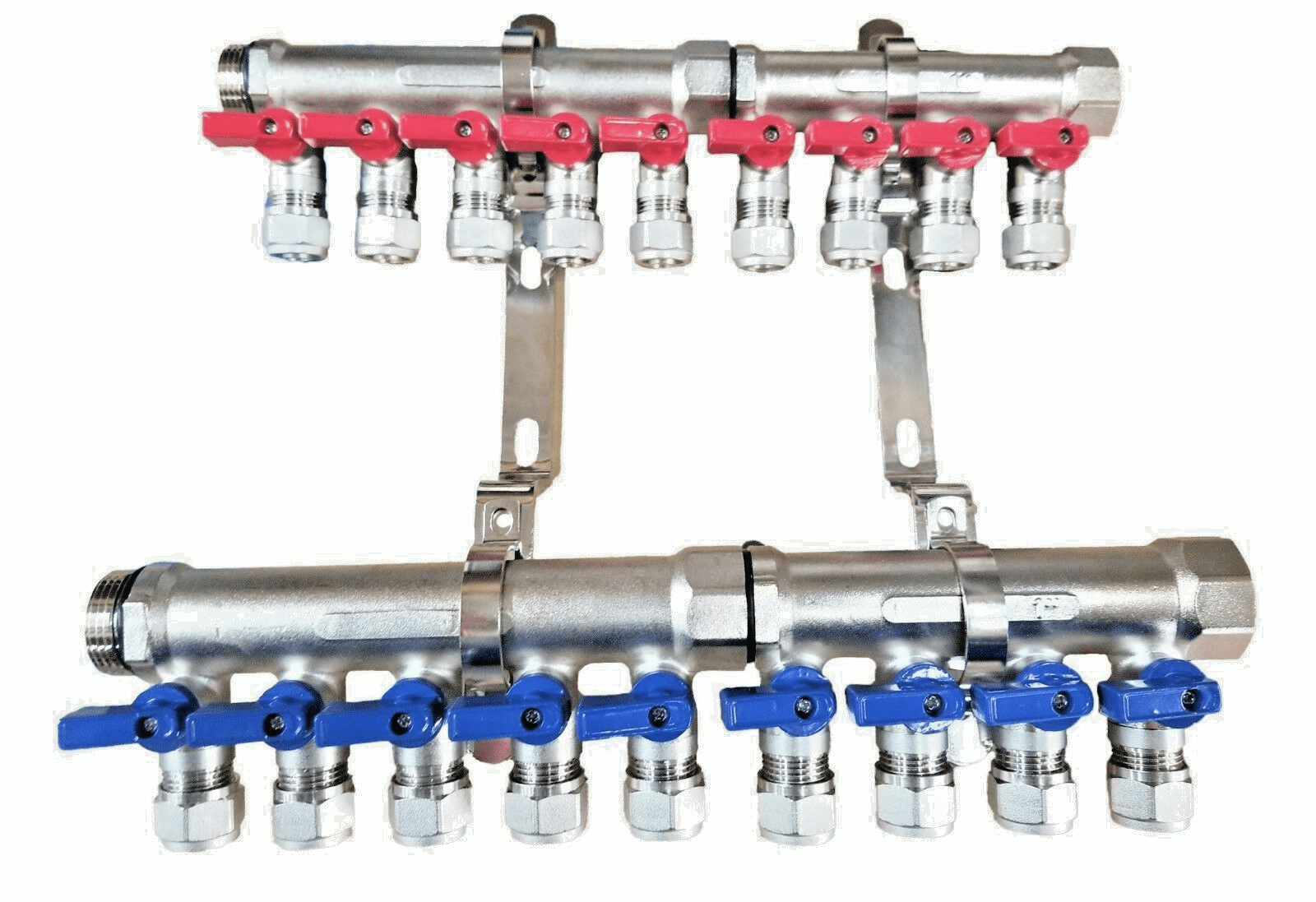 1" 9-Loop/Port Ball Valve Brass PEX Manifold for 1/2" PEX Tubing w ...