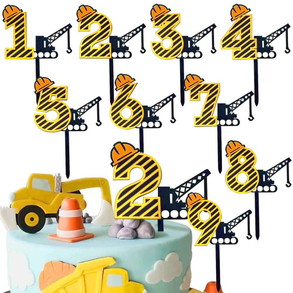 1-9 Number ConstructionEGSC Cake Topper Cake Decorations Excavator ...