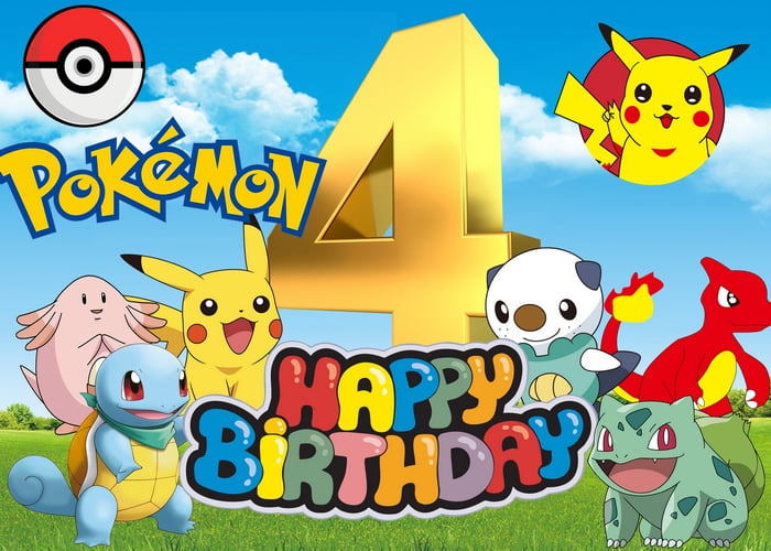 1-9 Years Old Pokemon Pikachu Theme Birthday Party Background ...